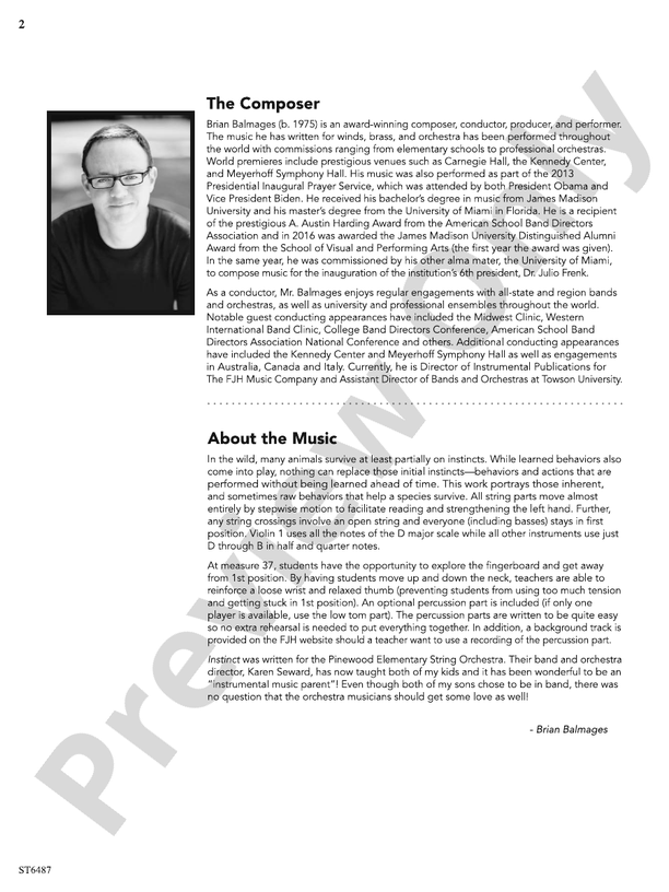 Instinct: Score: String Orchestra Score: Brian Balmages - Digital Sheet ...