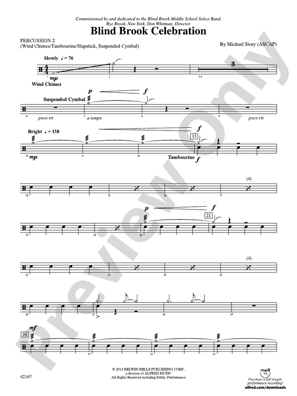 Blind Brook Celebration: 2nd Percussion: 2nd Percussion Part - Digital ...