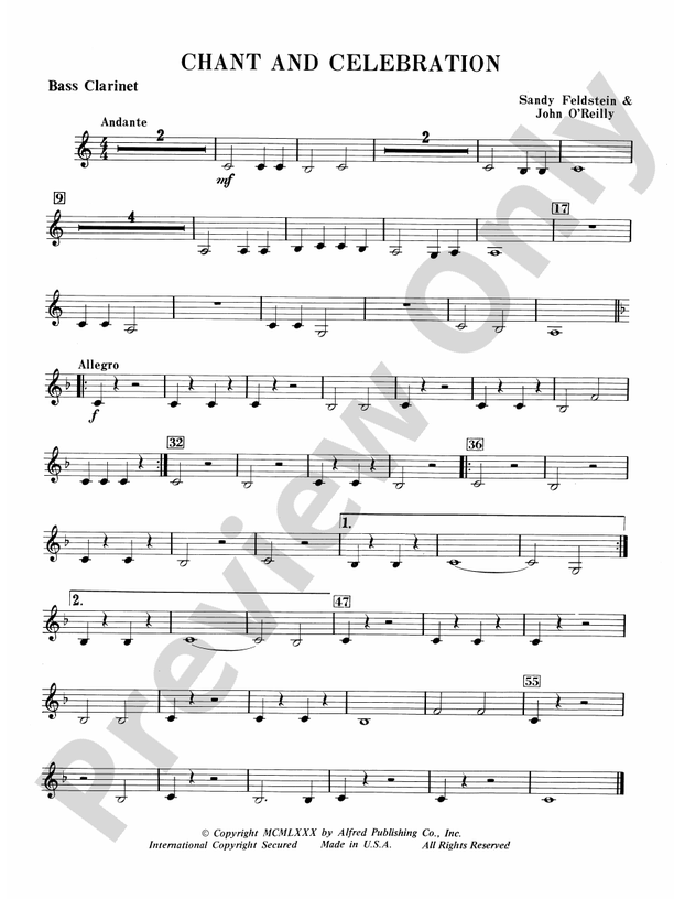 Chant and Celebration: B-flat Bass Clarinet: B-flat Bass Clarinet Part ...