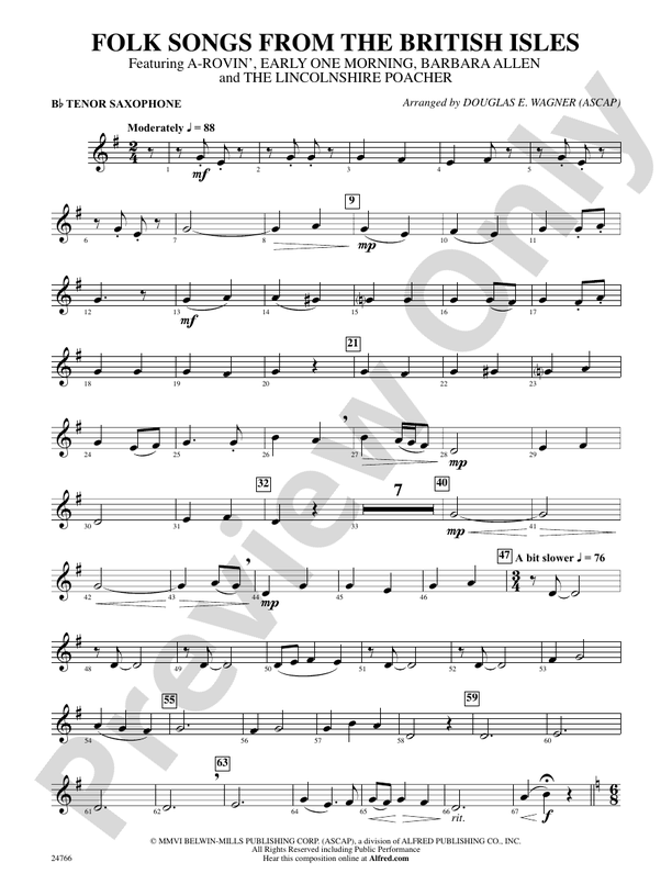 Folk Songs from the British Isles: B-flat Tenor Saxophone: B-flat Tenor ...