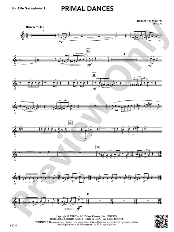 Primal Dances: E-flat Alto Saxophone 1: E-flat Alto Saxophone 1 Part: Brian Balmages - Digital ...
