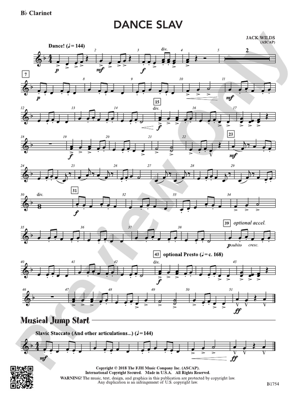 Dance Slav: B-flat Clarinet: B-flat Clarinet Part: Jack Wilds - Digital ...
