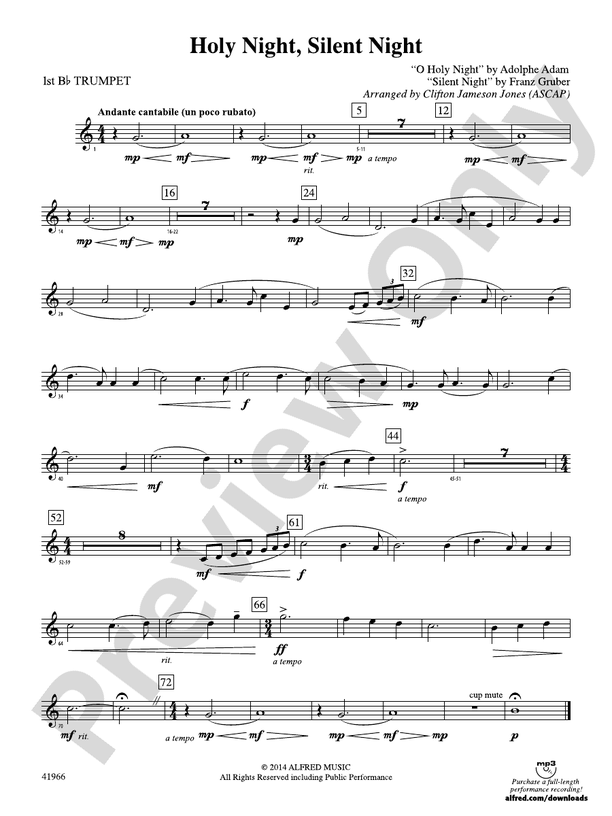 Holy Night, Silent Night: 1st B-flat Trumpet: 1st B-flat Trumpet Part ...