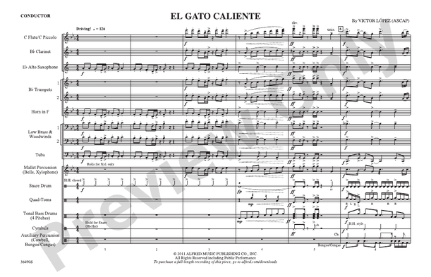 El Gato Caliente: Marching Band Conductor Score & Parts: Victor López ...