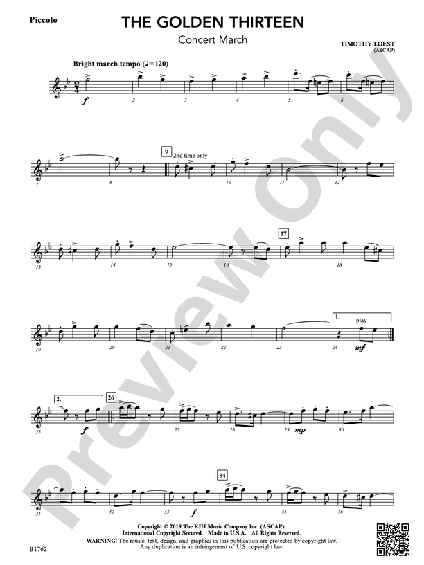 The Golden Thirteen: Piccolo: Piccolo Part: Timothy Loest - Digital ...