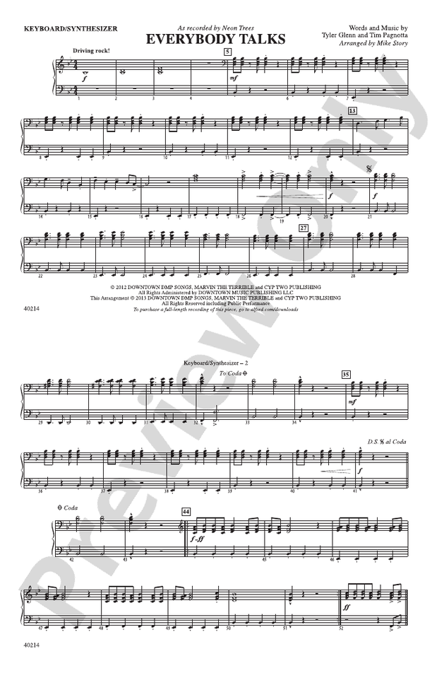 Everybody Talks: Keyboard/Synthesizer: Keyboard/Synthesizer Part ...