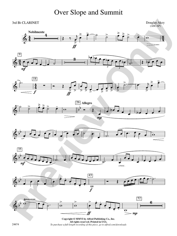 Over Slope and Summit: 3rd B-flat Clarinet: 3rd B-flat Clarinet Part ...