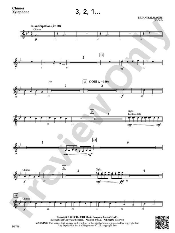 3, 2, 1 . . .: Chimes / Xylophone: Chimes / Xylophone Part: Brian ...