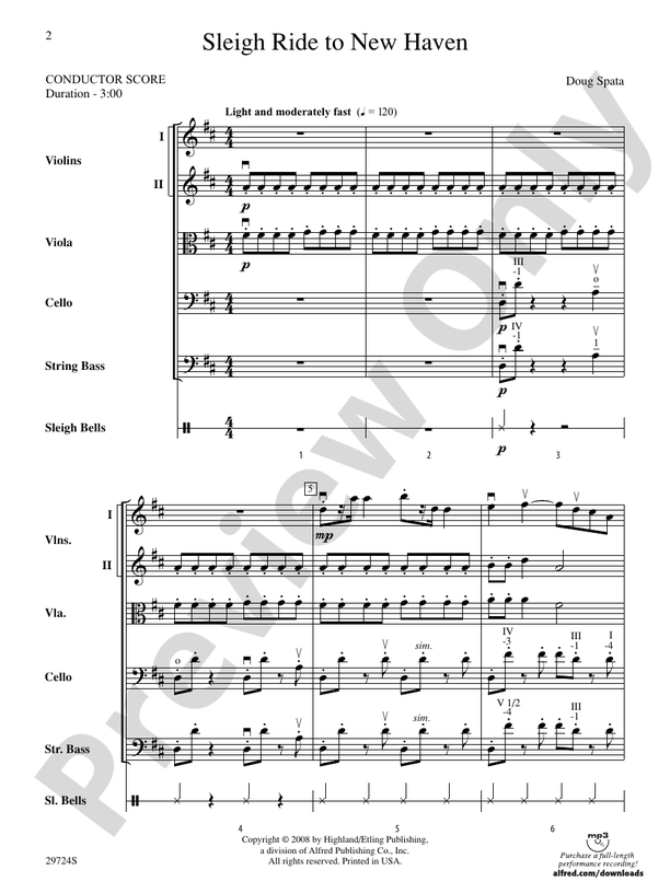 Sleigh Ride to New Haven: String Orchestra Conductor Score & Parts: Doug Spata - Digital Sheet ...