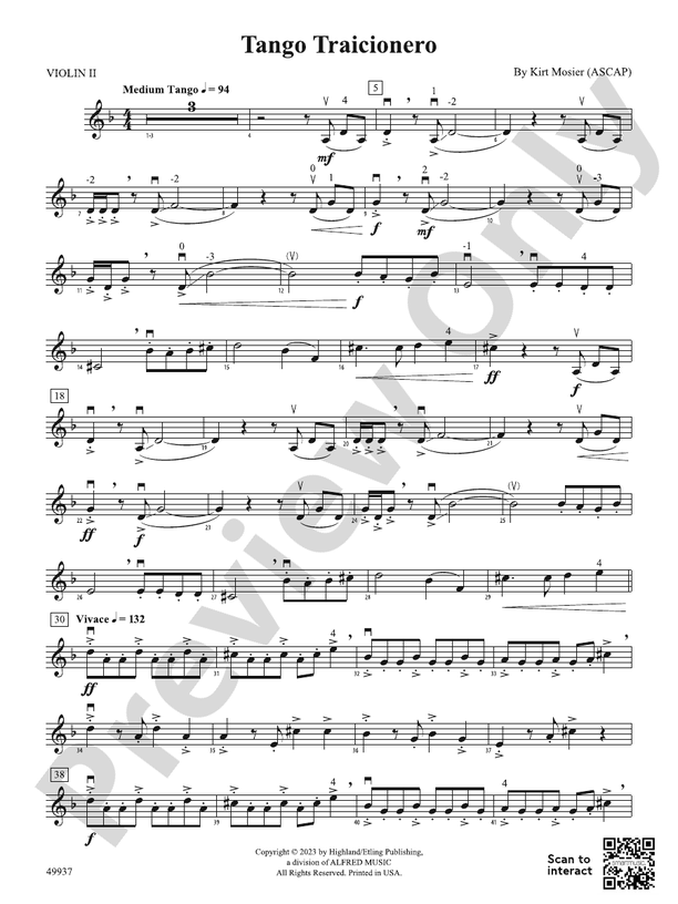 Tango Traicionero: 2nd Violin: 2nd Violin Part - Digital Sheet Music ...