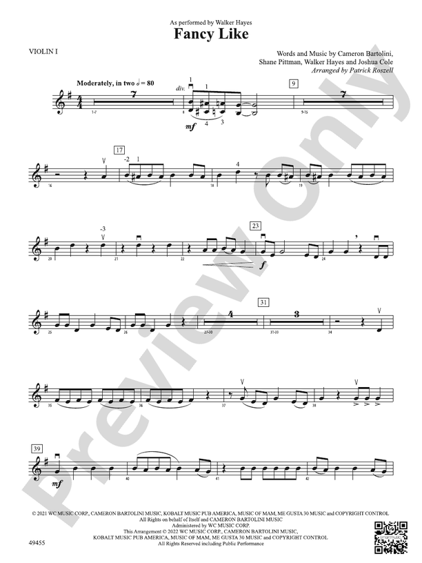 Fancy Like: 1st Violin: 1st Violin Part - Digital Sheet Music Download