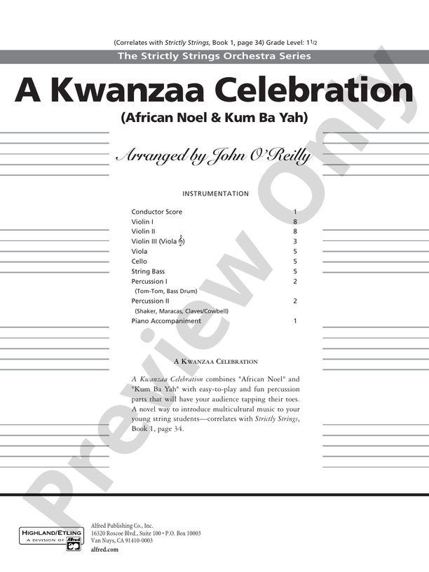 A Kwanzaa Celebration: Score: String Orchestra Score - Digital Sheet ...