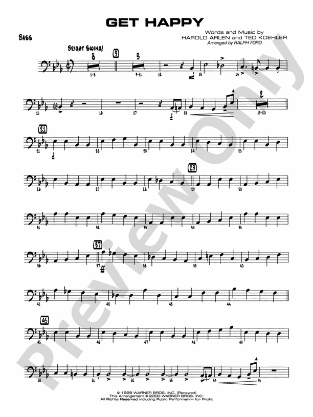 Get Happy: String Bass: String Bass Part - Digital Sheet Music Download