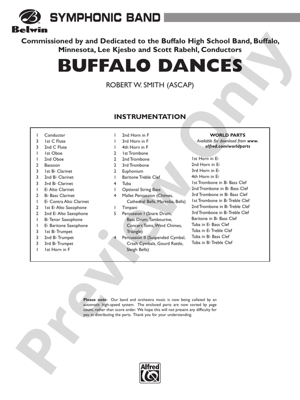 Buffalo Dances: Score: Concert Band Score - Digital Sheet Music Download