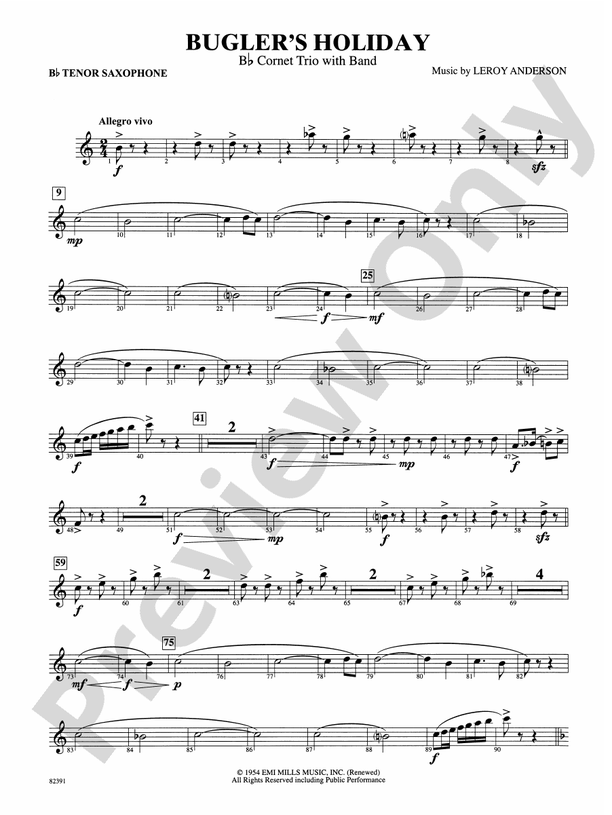 Bugler's Holiday (with Cornet Trio): B-flat Tenor Saxophone: B-flat Tenor Saxophone Part ...