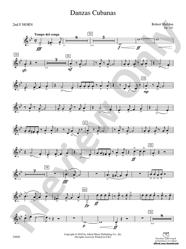 Danzas Cubanas: 2nd F Horn: 2nd F Horn Part - Digital Sheet Music Download
