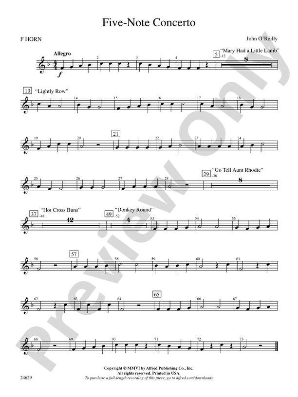 Five-Note Concerto: 1st F Horn: 1st F Horn Part - Digital Sheet Music ...