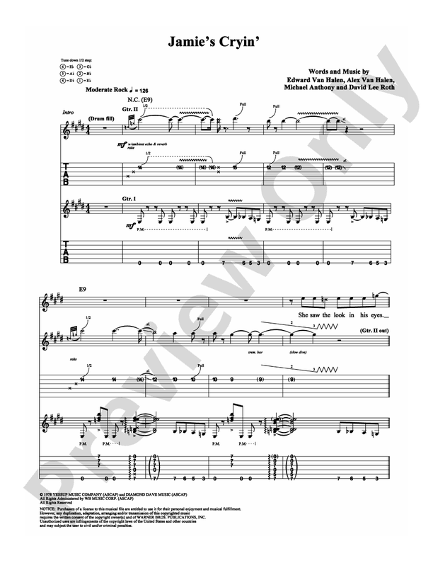 Jamie's Cryin': Guitar TAB: Van Halen - Digital Sheet Music Download