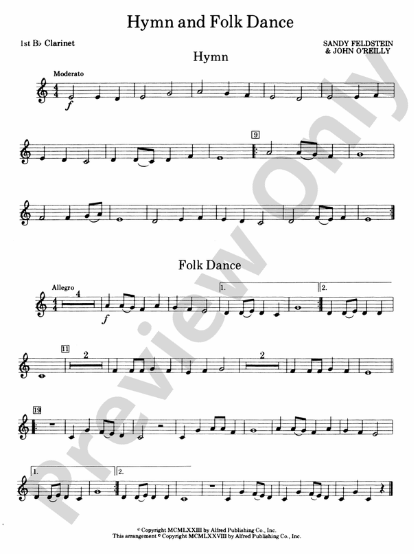 Hymn and Folk Dance: 1st B-flat Clarinet: 1st B-flat Clarinet Part - Digital Sheet Music Download