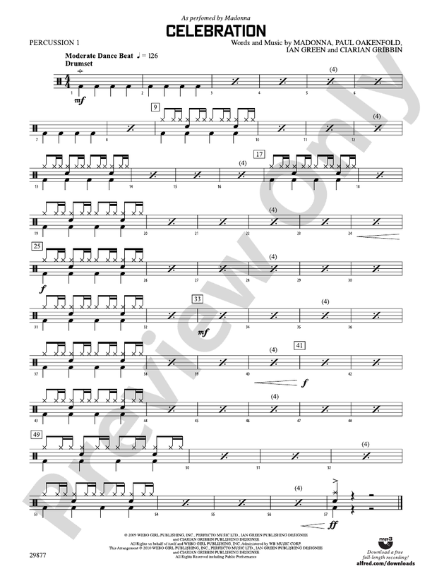 Celebration: 1st Percussion: 1st Percussion Part - Digital Sheet Music Download