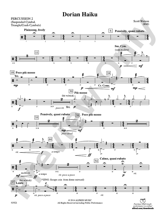 Dorian Haiku: 2nd Percussion: 2nd Percussion Part - Digital Sheet Music ...