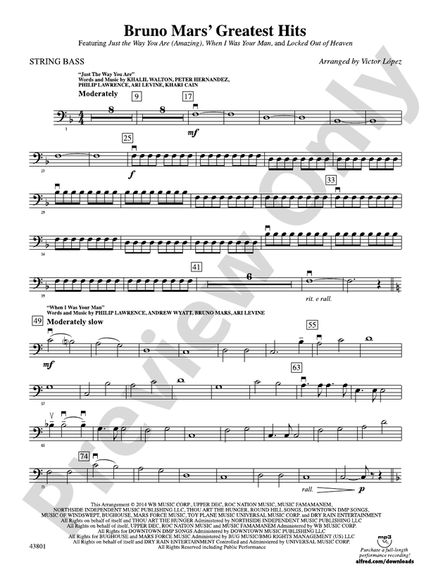 Bruno Mars' Greatest Hits: String Bass: String Bass Part - Digital ... Bruno Mars' Greatest Hits: String Bass: String Bass Part - Digital ...