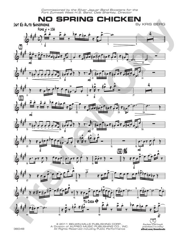 No Spring Chicken: E-flat Alto Saxophone: E-flat Alto Saxophone Part ...