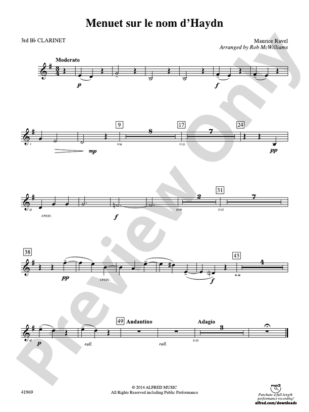 Menuet sur le nom d'Haydn: 3rd B-flat Clarinet: 3rd B-flat Clarinet ...