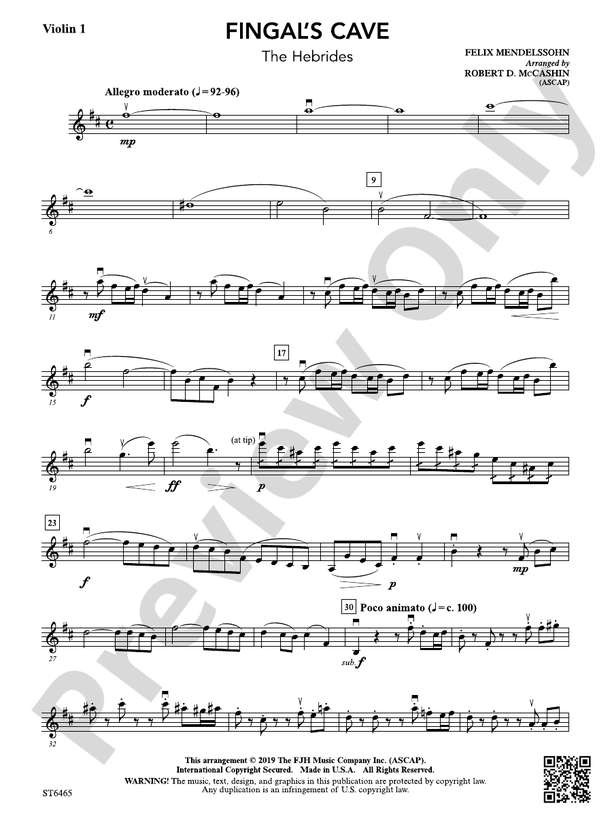 Fingal's Cave: Violin 1: Violin 1 Part: Felix Mendelssohn - Digital ...