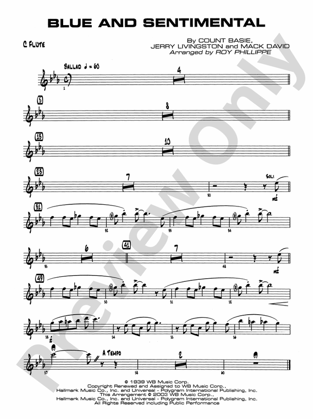 Blue and Sentimental: Flute: Flute Part - Digital Sheet Music Download