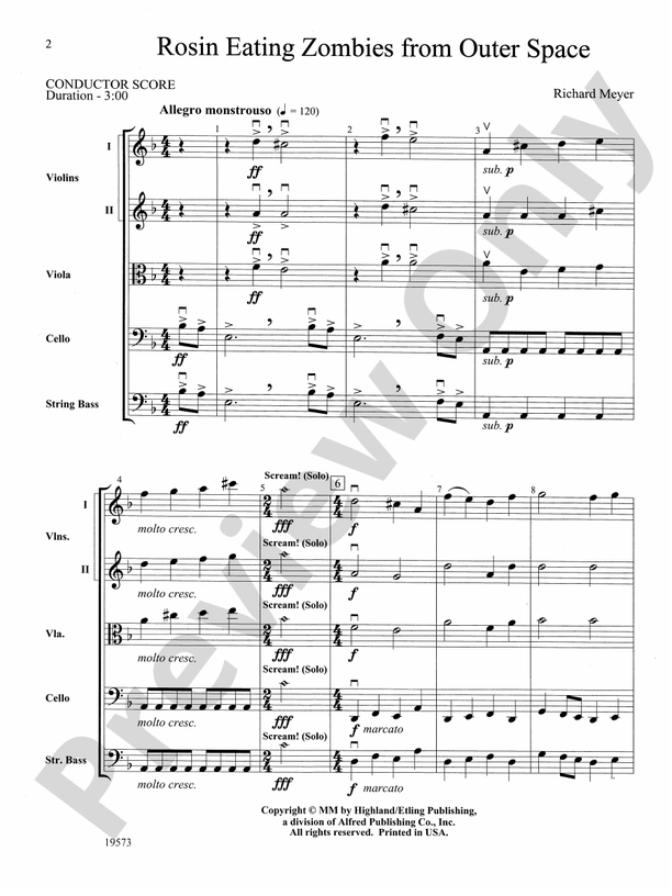 Rosin Eating Zombies from Outer Space: Score: String Orchestra Score ...