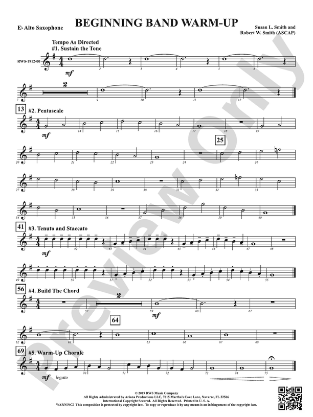 Beginning Band Warm-Up: 1st E-flat Alto Saxophone: 1st E-flat Alto ...