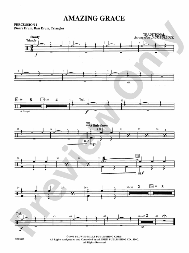Amazing Grace: 1st Percussion: 1st Percussion Part - Digital Sheet ...