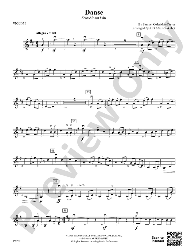 Danse: 1st Violin: 1st Violin Part - Digital Sheet Music Download