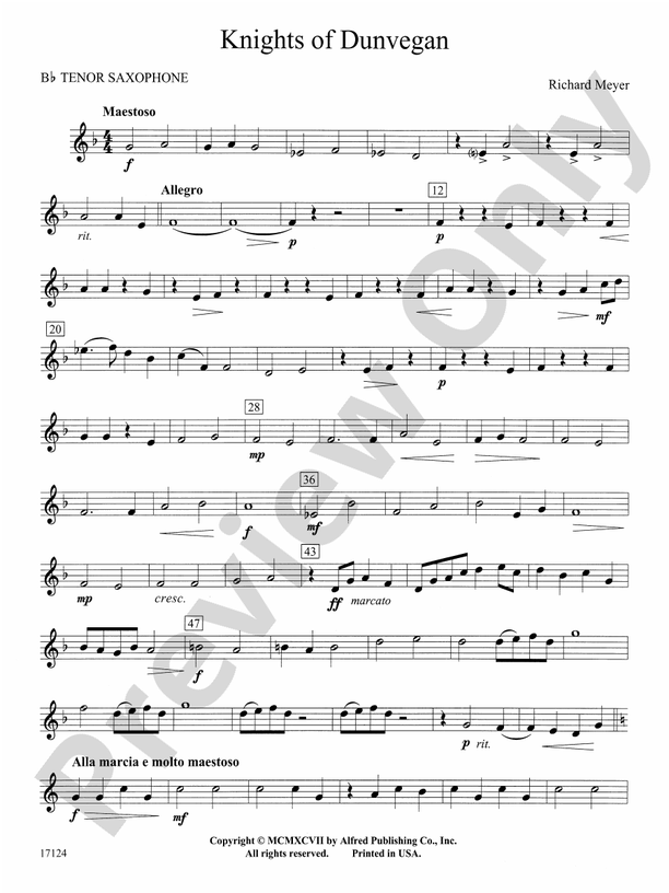 Knights of Dunvegan: B-flat Tenor Saxophone: B-flat Tenor Saxophone ...