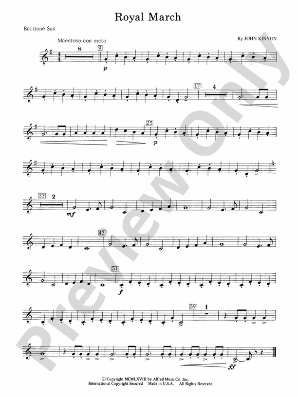Royal March: E-flat Baritone Saxophone: E-flat Baritone Saxophone Part ...