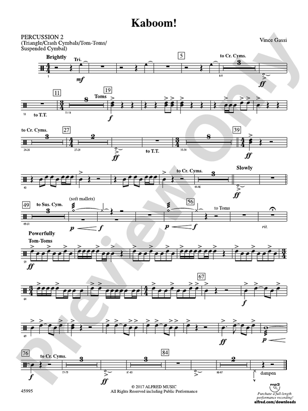 Kaboom!: 2nd Percussion: 2nd Percussion Part - Digital Sheet Music Download