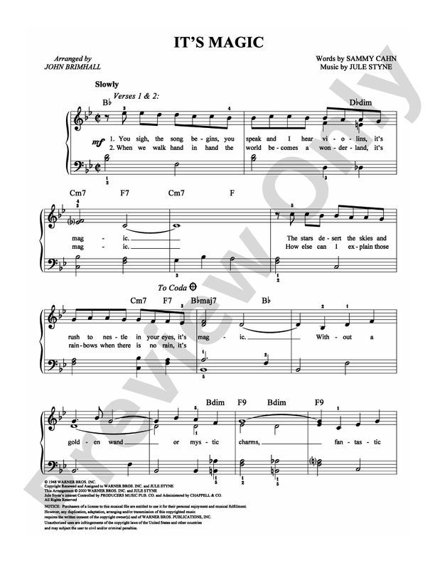 It's Magic: Easy Piano: Jule Styne - Digital Sheet Music Download
