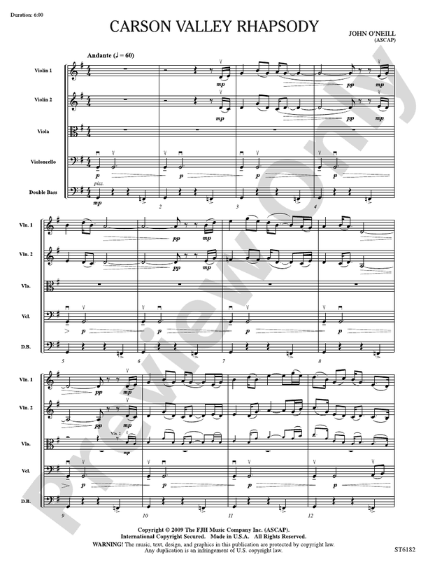 Carson Valley Rhapsody: : John O'Neill - Digital Sheet Music Download