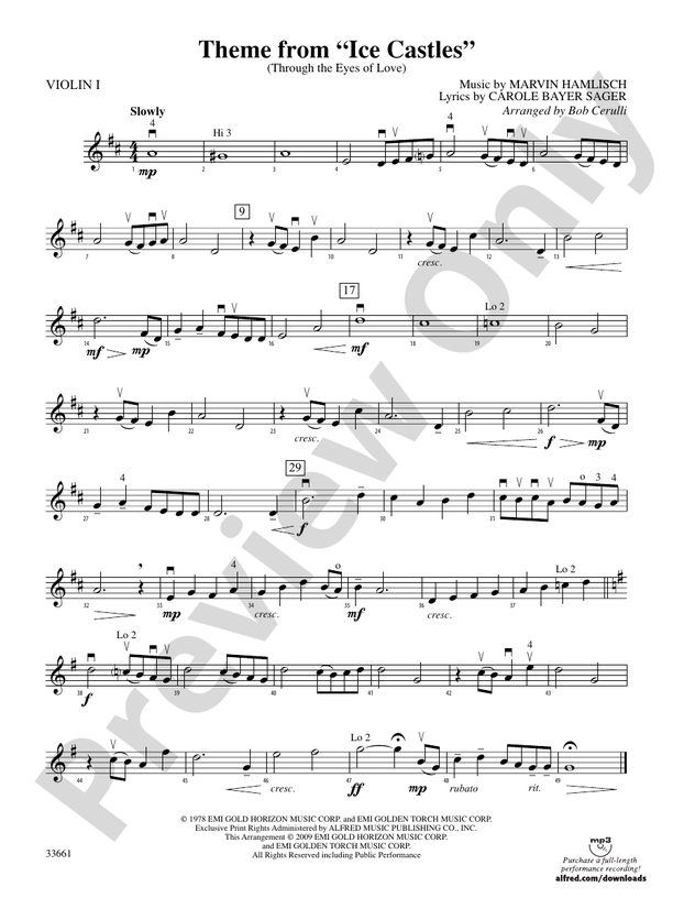 Ice Castles, Theme from (Through the Eyes of Love): 1st Violin: 1st ...