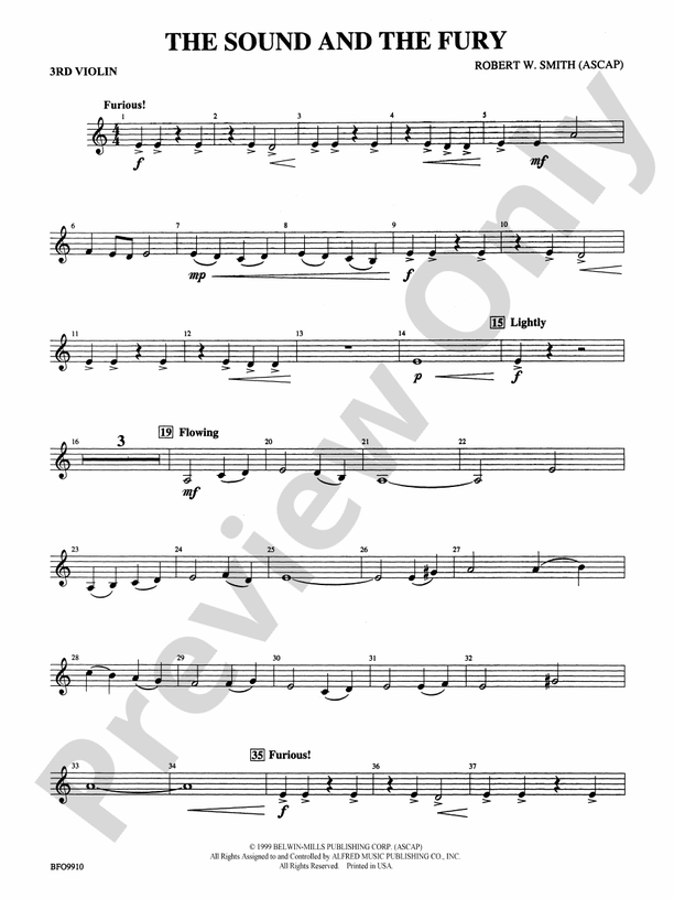 The Sound and the Fury: 3rd Violin (Viola [TC]): 3rd Violin (Viola [TC ...