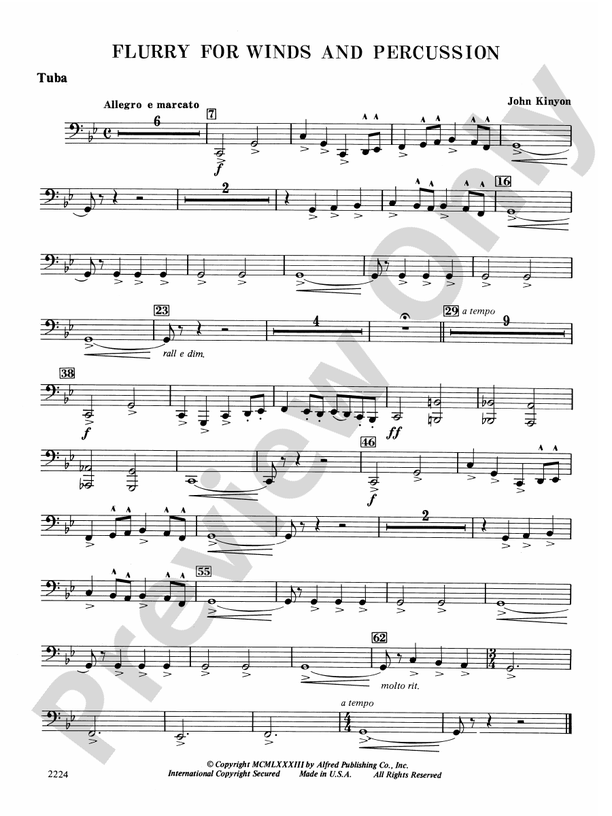 Flurry for Winds and Percussion: Tuba: Tuba Part - Digital Sheet Music ...
