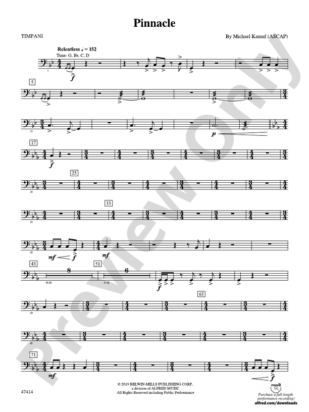 Pinnacle Timpani Timpani Part Digital Sheet Music Download