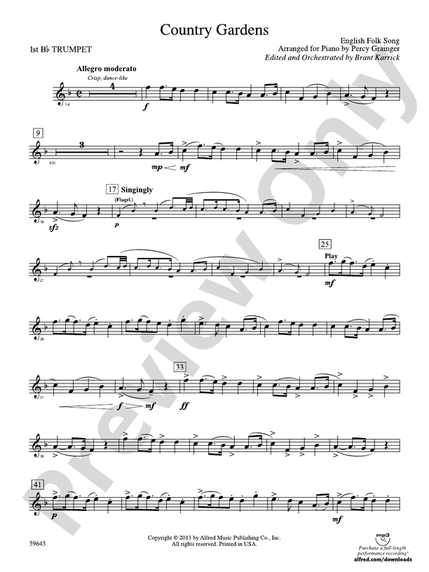 Country Gardens: 1st B-flat Trumpet: 1st B-flat Trumpet Part - Digital ...