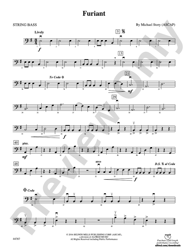 Furiant: String Bass: String Bass Part - Digital Sheet Music Download