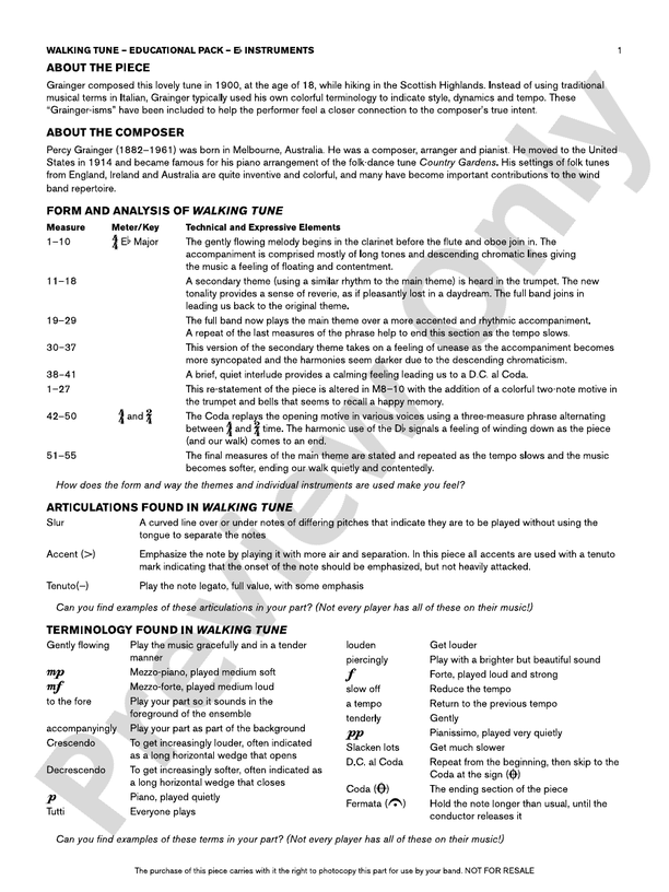 Walking Tune: Eb Educational Pack: Eb Educational Pack Part - Digital ...