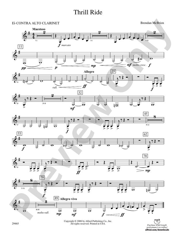 Thrill Ride: (wp) E-flat Contrabass Clarinet: (wp) E-flat Contrabass Clarinet World Part ...