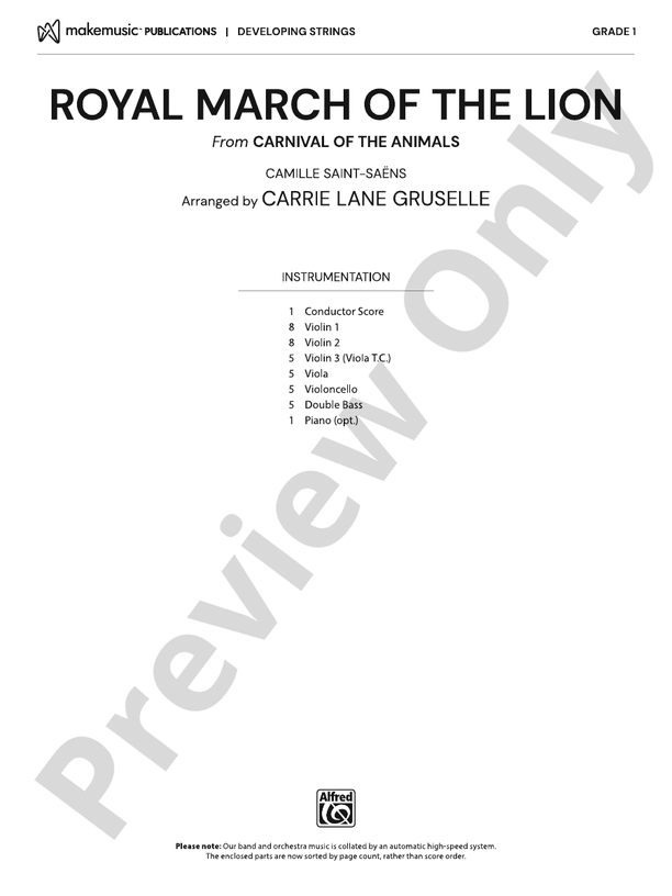 Royal March of the Lion: Score: String Orchestra Score - Digital Sheet ...