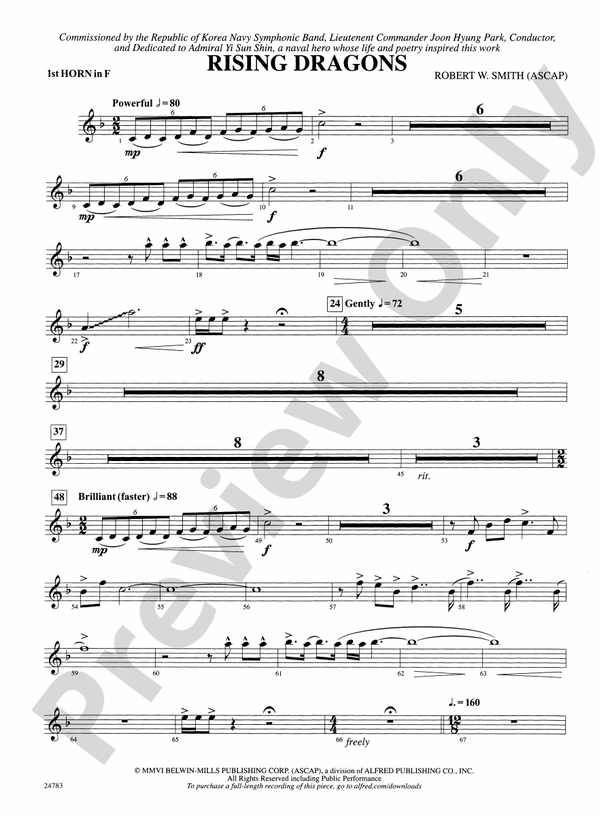 Rising Dragons: 1st F Horn: 1st F Horn Part - Digital Sheet Music Download
