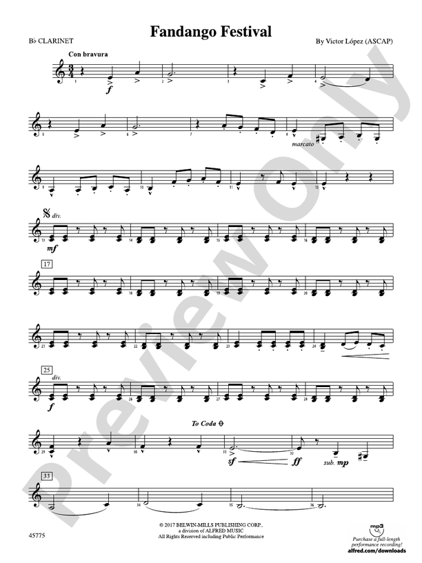Fandango Festival: 1st B-flat Clarinet: 1st B-flat Clarinet Part ...